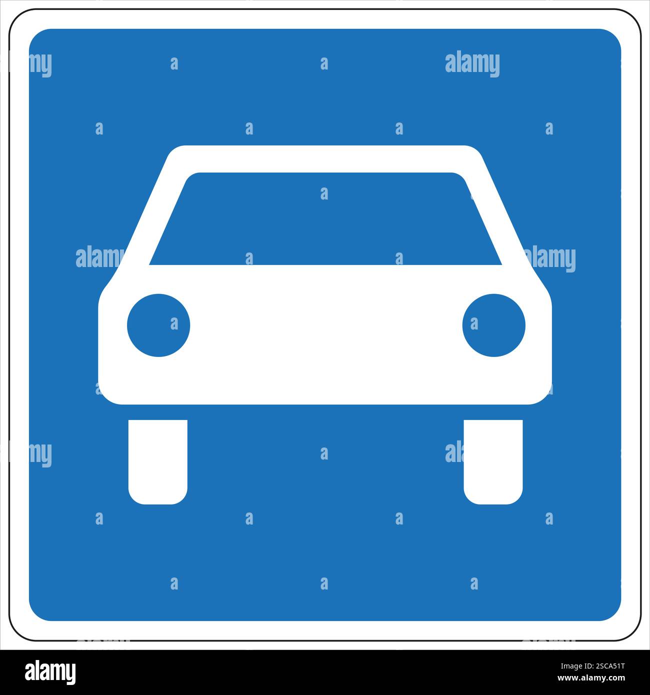 Blue and white mandatory road sign indicating the start of a motorway ...