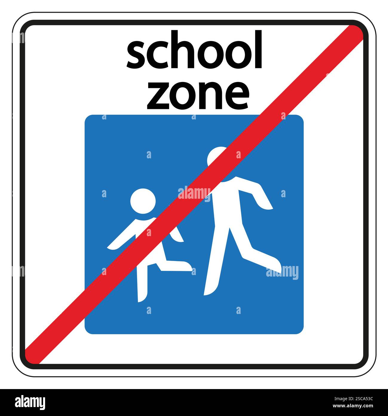 End of school zone road sign with children playing crossed out Stock Vector Image & Art - Alamy