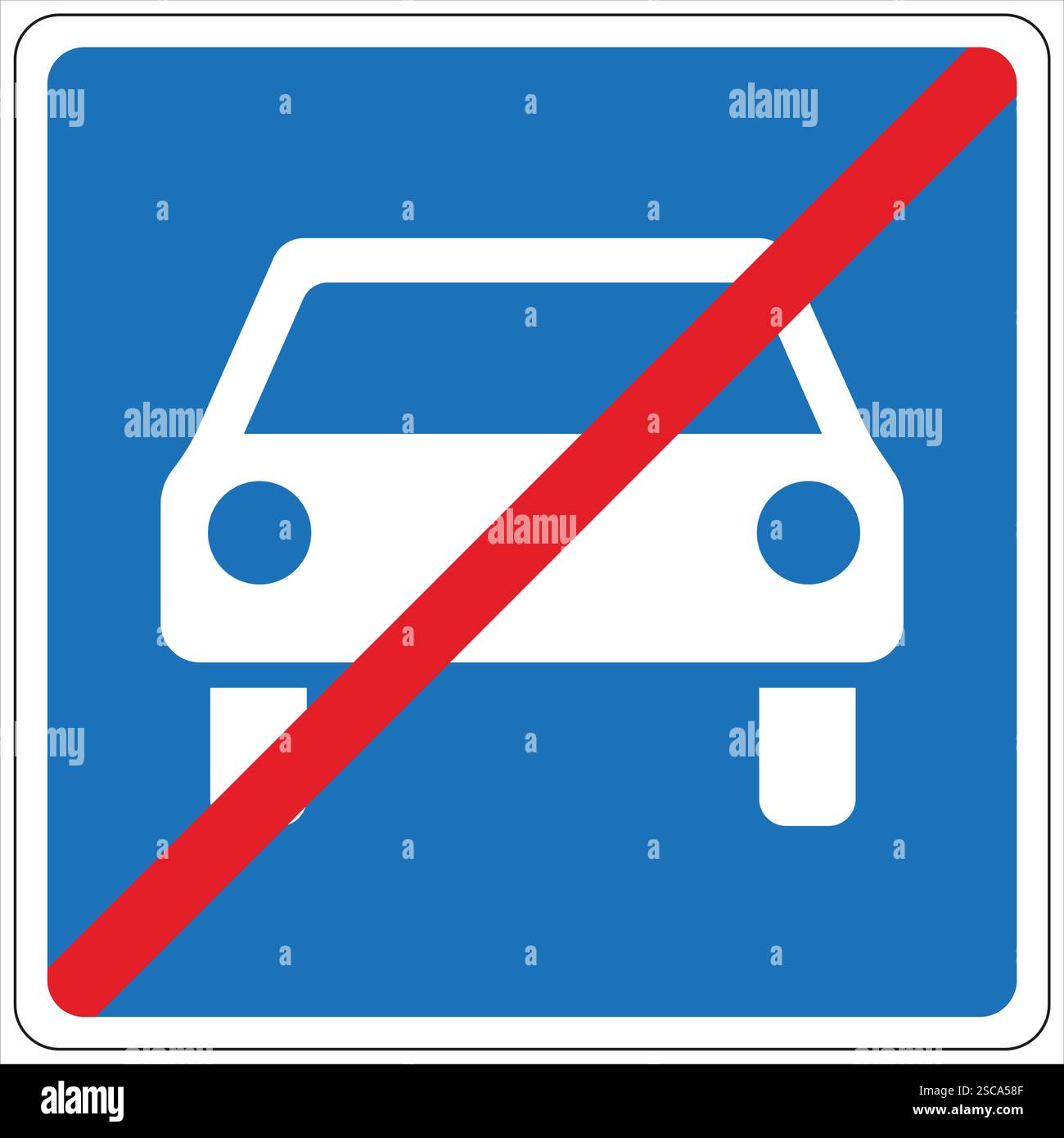 end Blue and white mandatory road sign indicating the start of a ...