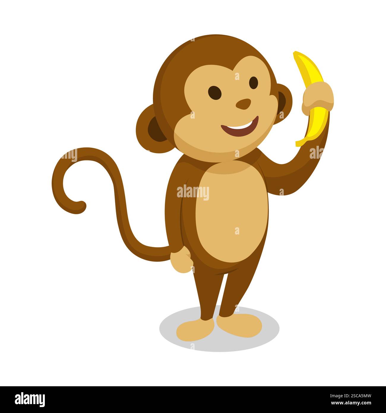 Cute monkey cartoon eating banana hi-res stock photography and images - Alamy