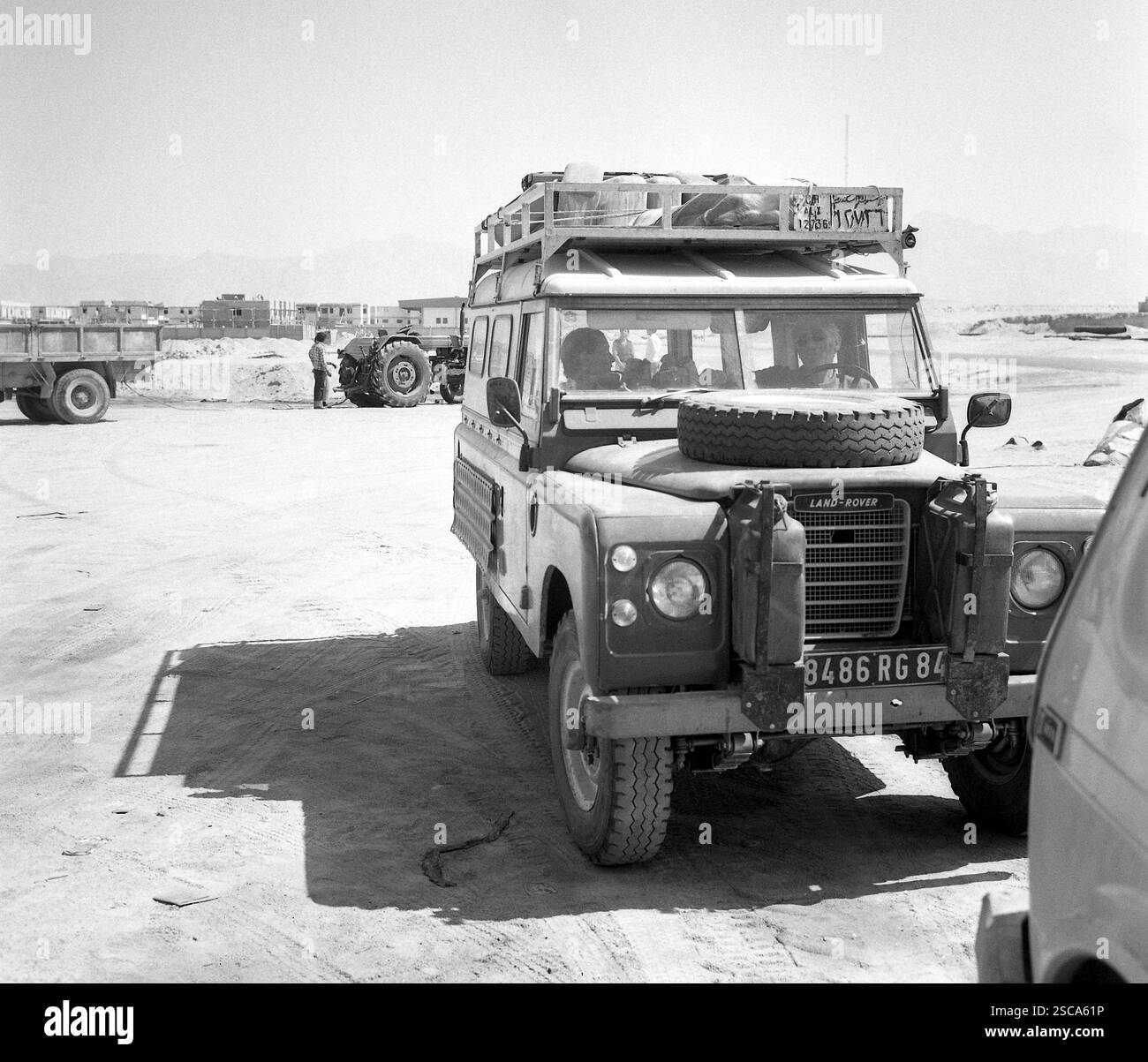 Land Rover with spare tire at a gas staion in El Tur in Egypt Stock ...