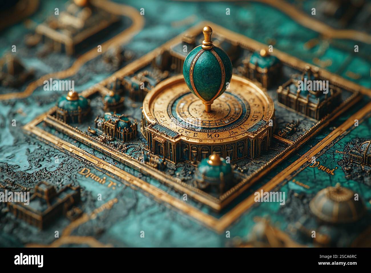 A vibrant and detailed 3D map showcases an imaginative city with ornate ...