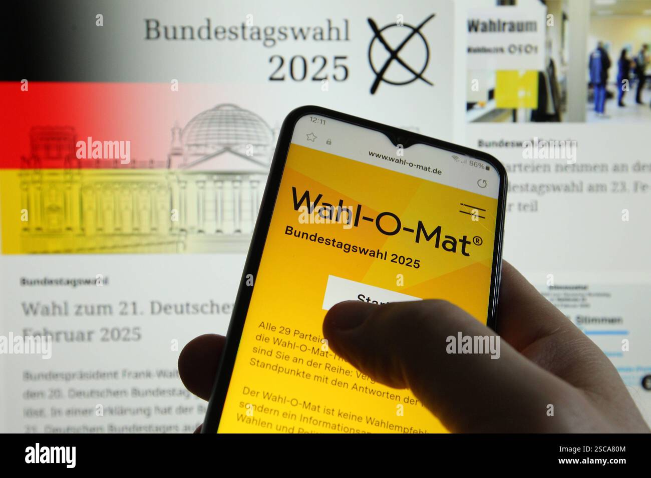 Auf einemeinem Smartphone wurde die Wahlentscheidungshilfe Wahl-O-Mat ...