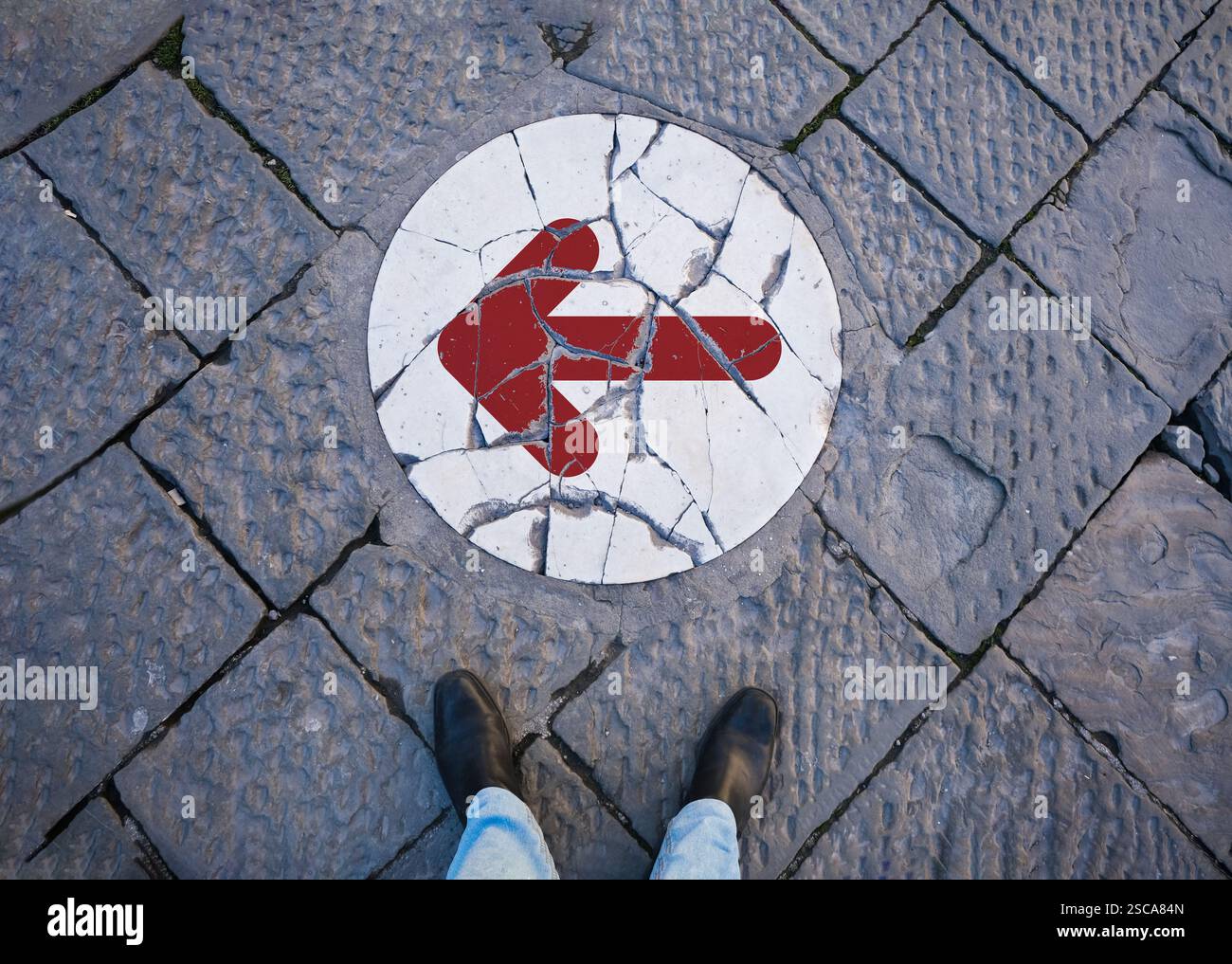 A person is standing in front of a Broken White Marble Slab. It has a ...