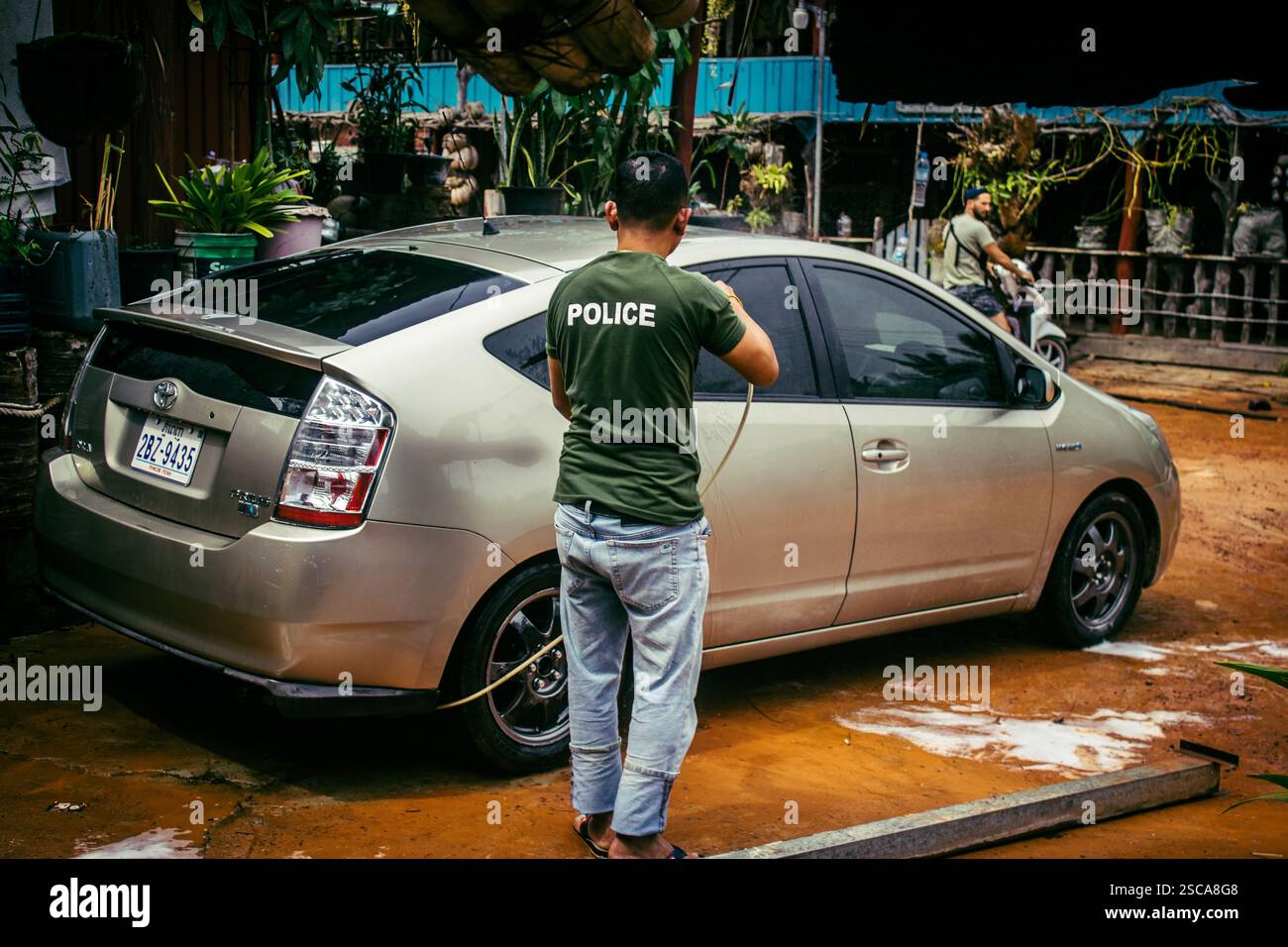 Svay, Koh Rong Island, Cambodia, February 6, 2025 Police officer ...