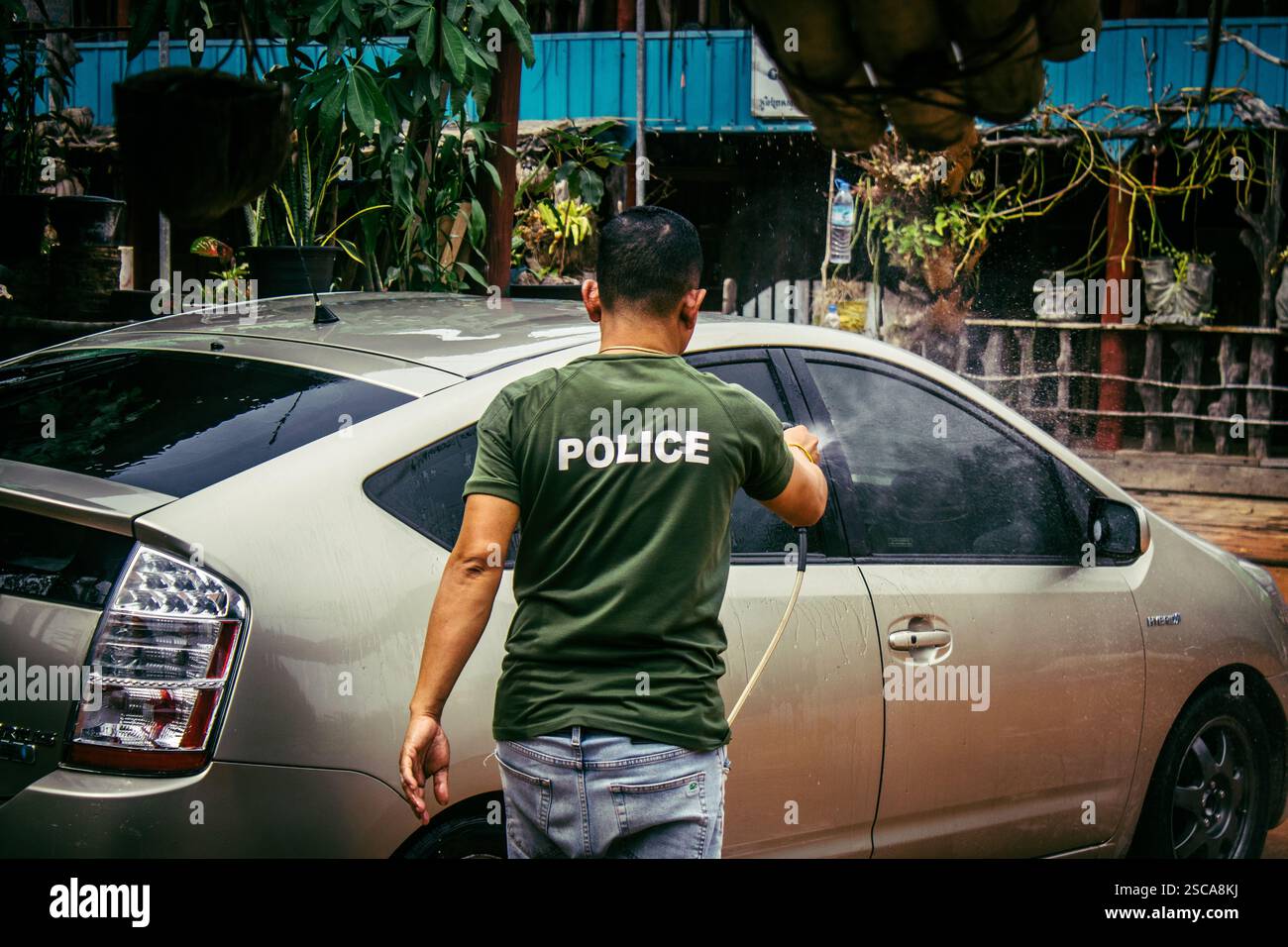 Svay, Koh Rong Island, Cambodia, February 6, 2025 Police officer ...