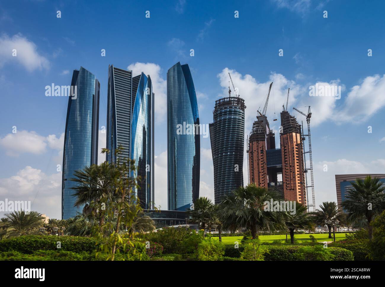 ABU DHABI, UAE - NOVEMBER 5: Etihad Towers on November 5, 2013 in Abu ...