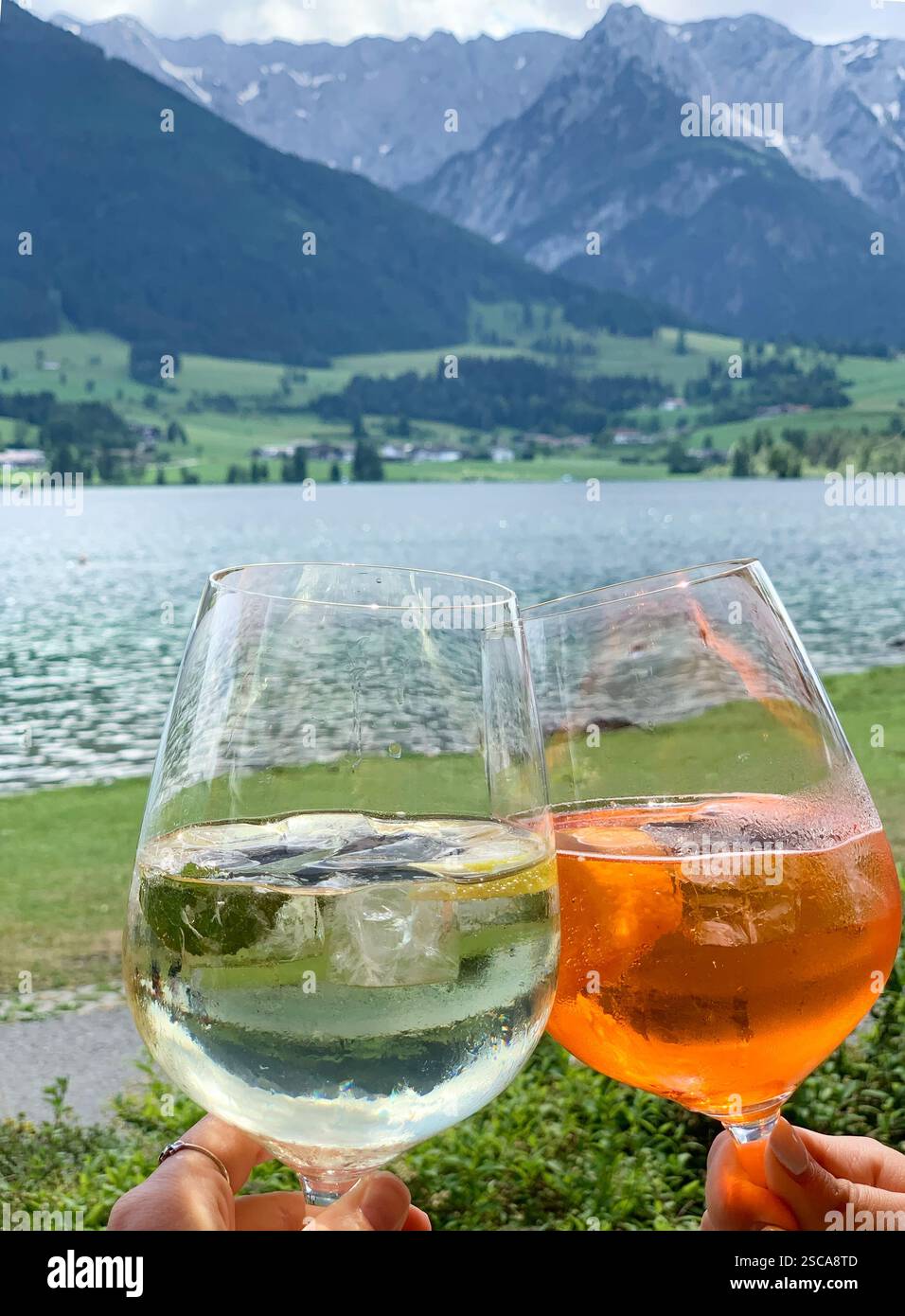 Summer Cocktails Friend Fresh Drink Cheers with Austrian Alps ...