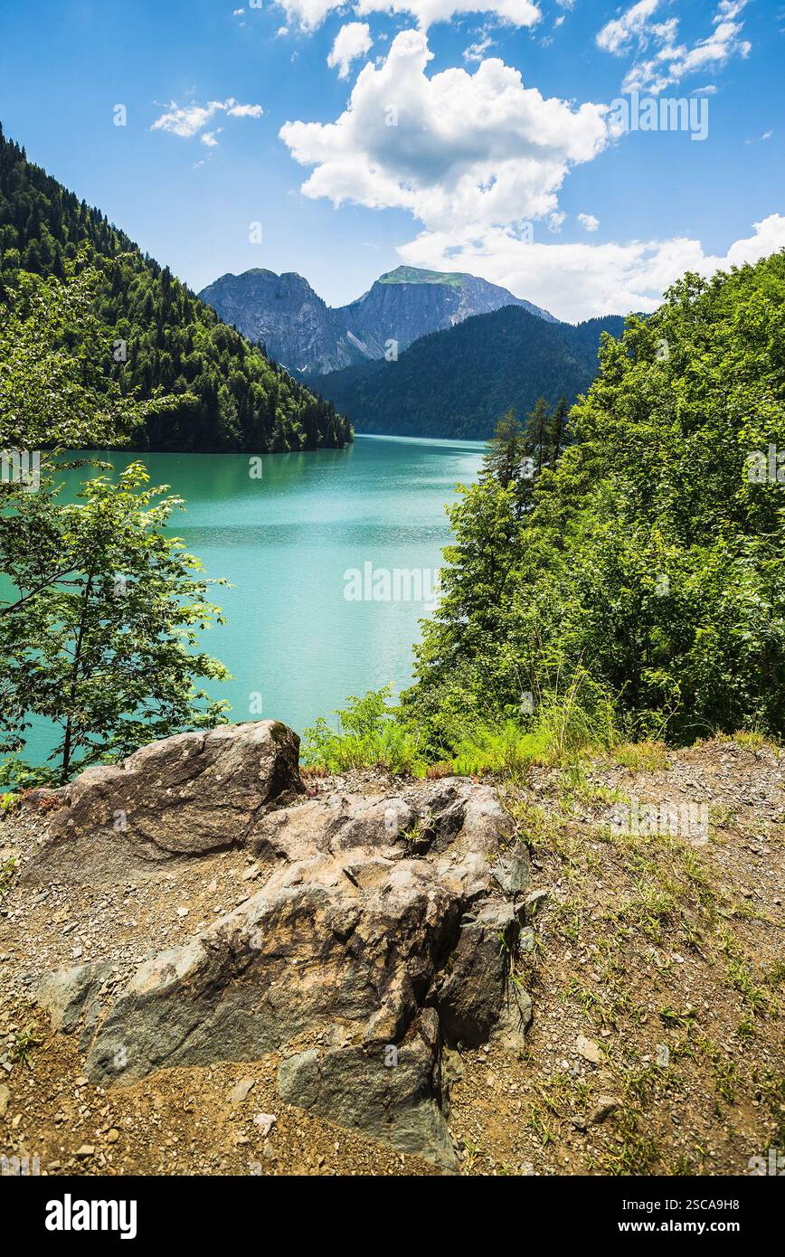 Alpine lake Ritsa in Abkhazia in the Caucasus mountains Stock Photo - Alamy