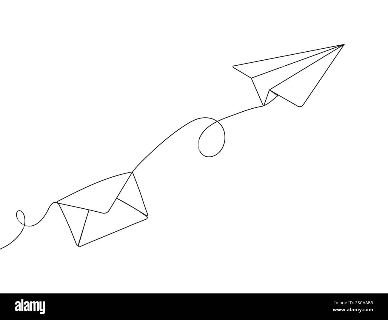 paper envelope in a continuous one-line drawing style. A simple and ...