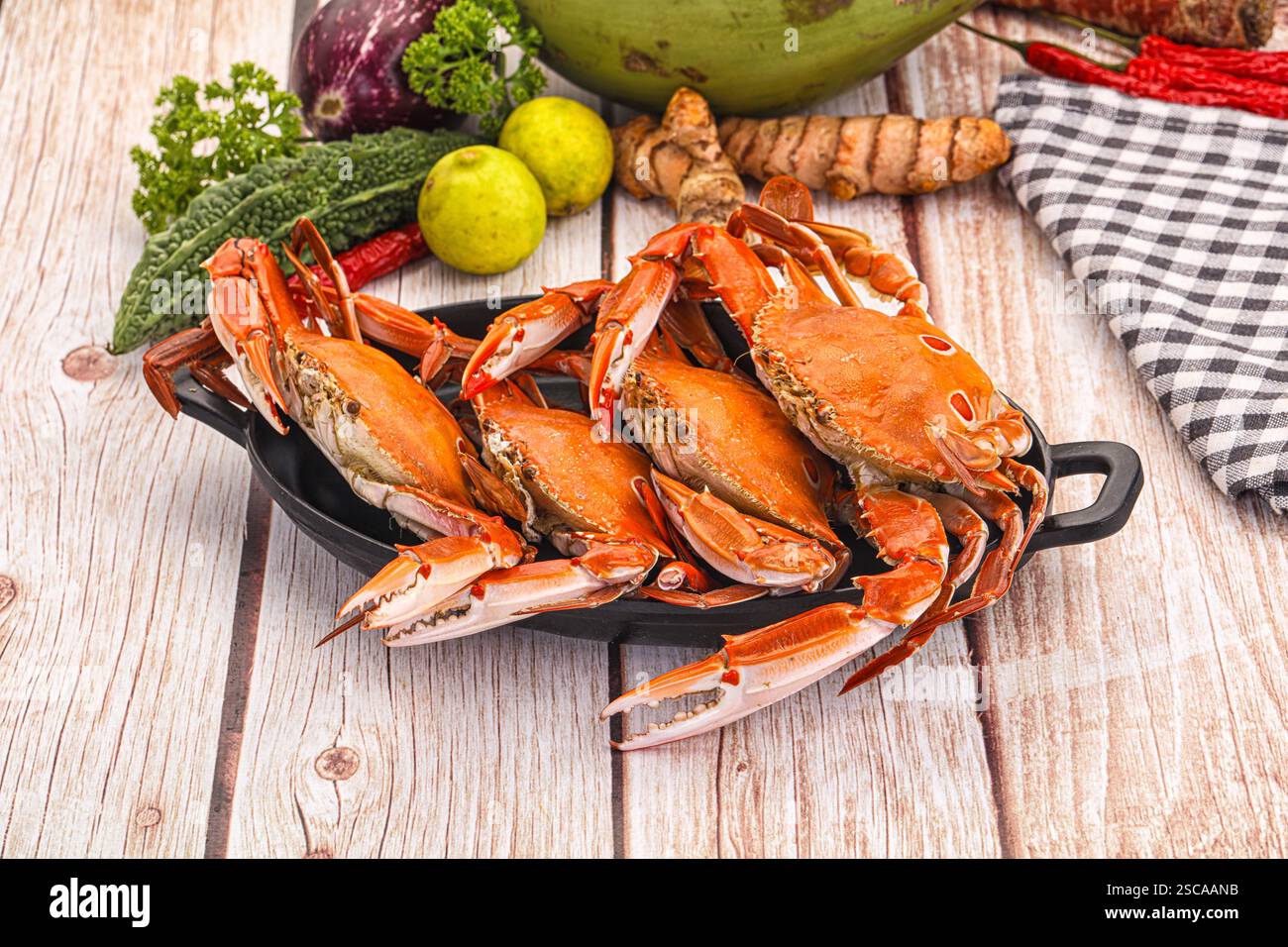 Gourmet Hot fresh Boiled red crab Stock Photo - Alamy