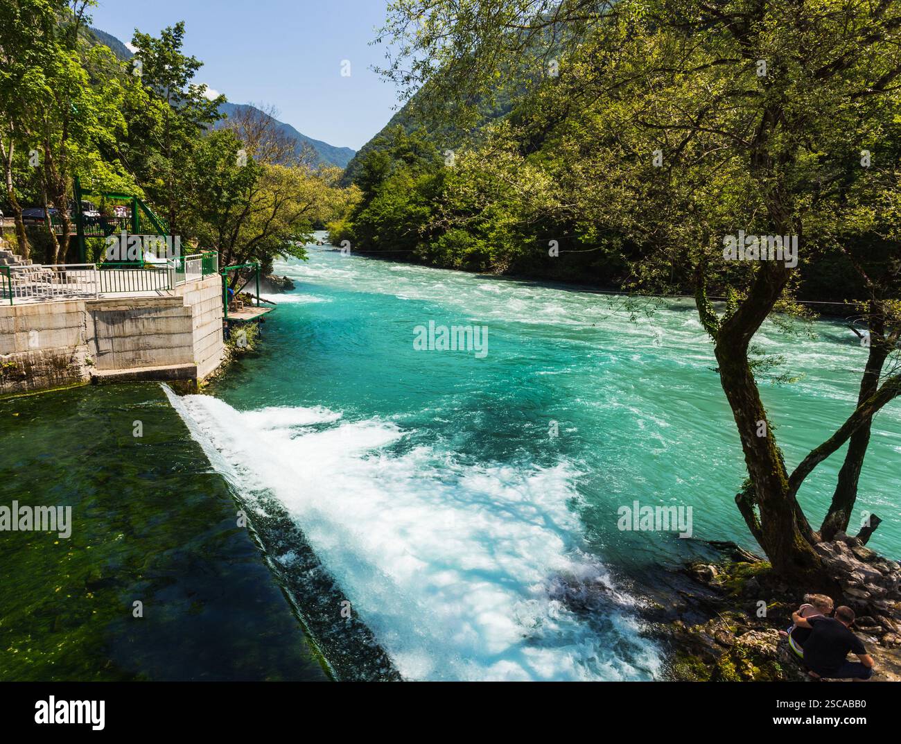 Landscape in Abkhazia with the Caucasian ridge and river Stock Photo ...
