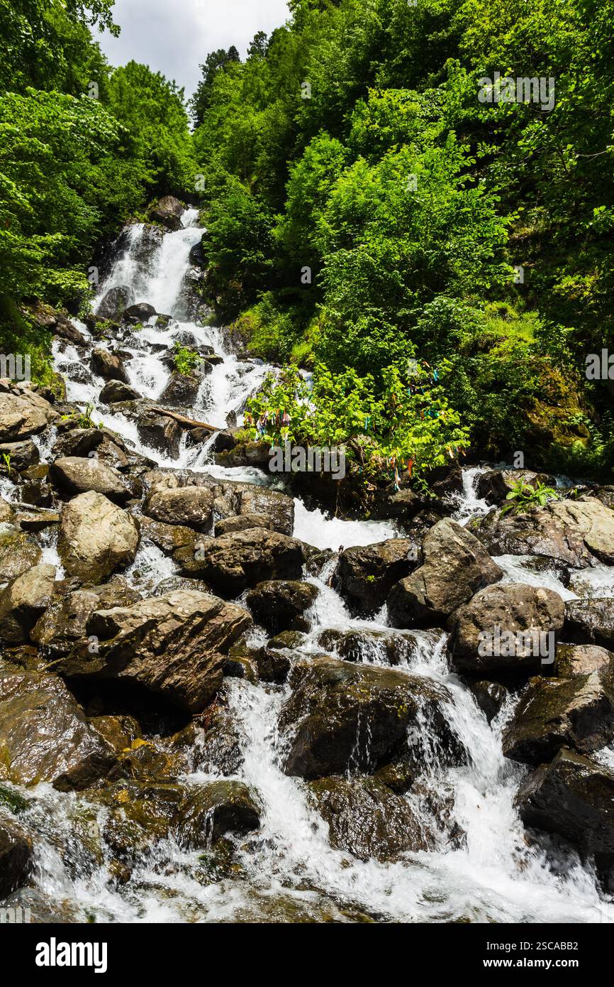 Landscape in Abkhazia with the Caucasian ridge and river Stock Photo ...