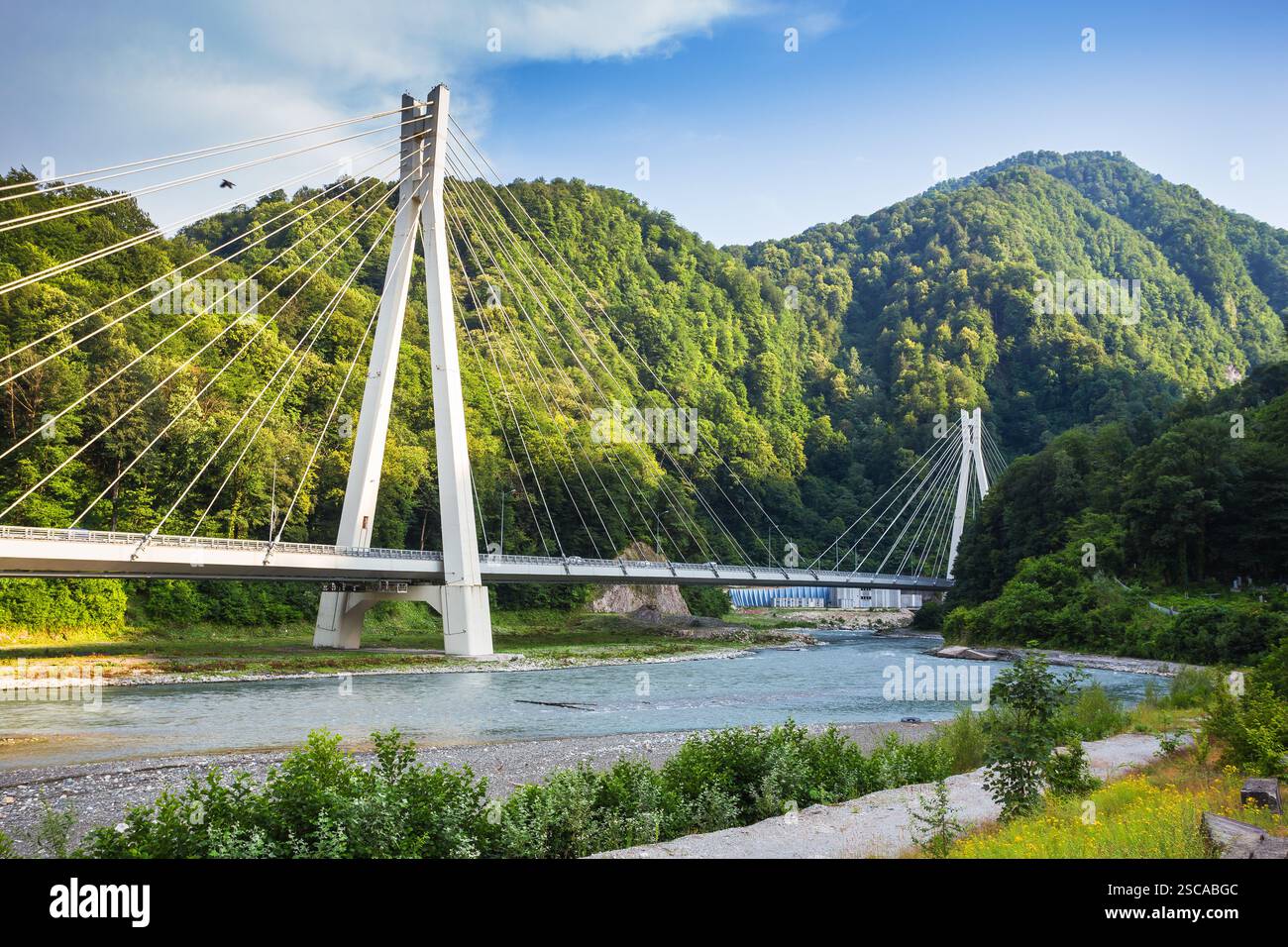 The bridge on the road from Sochi to Krasnaya Polyana to Olympic venues ...
