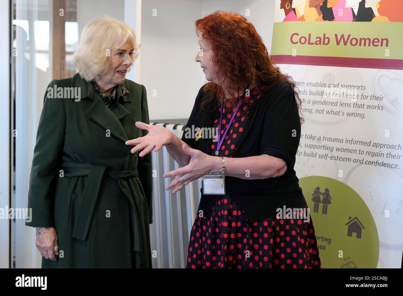 Queen Camilla meets staff during a visit to CoLab Exeter, a multi ...