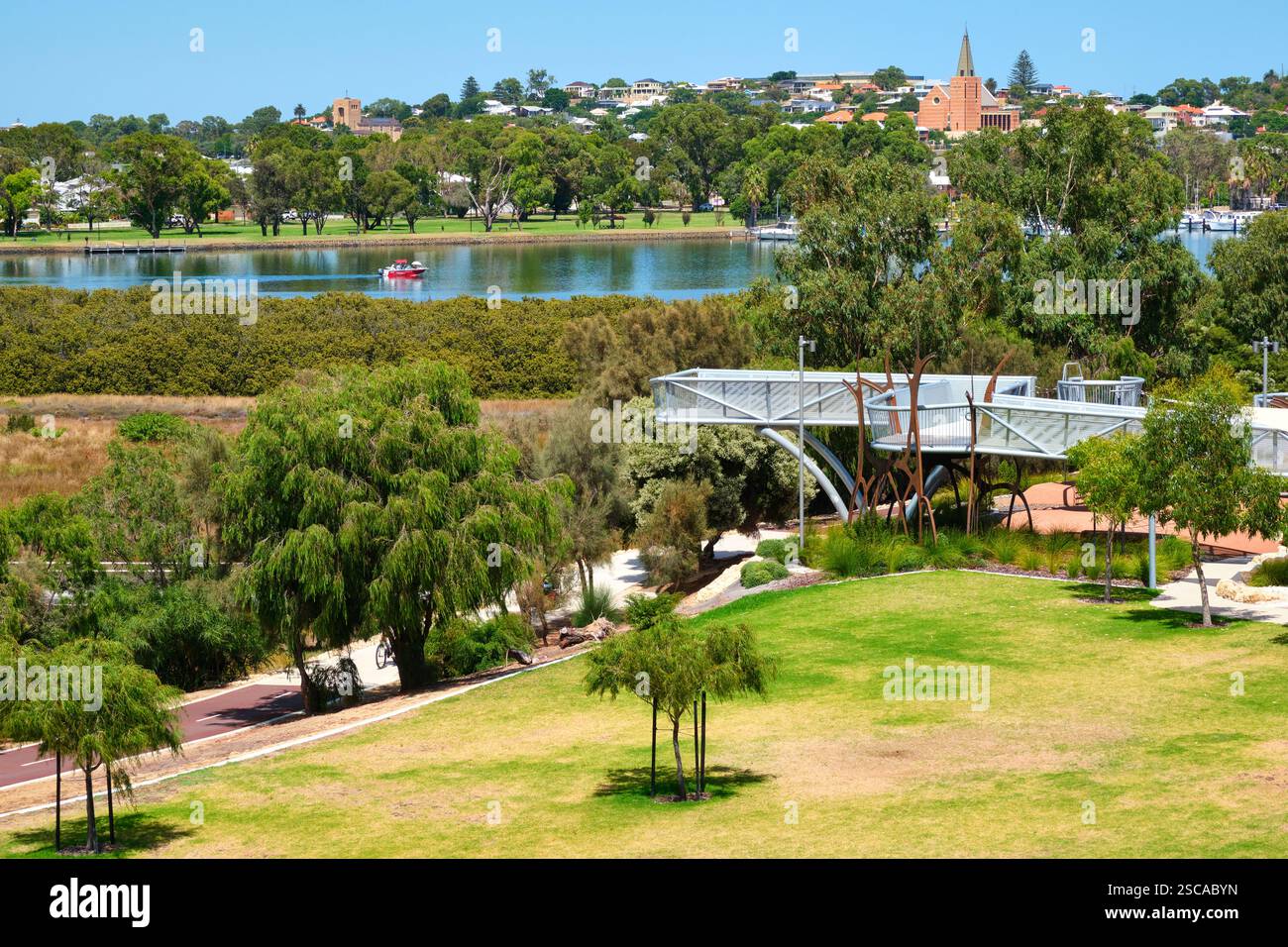 A view over Koombana Park and the mangroves at Leschenault Inlet in the ...