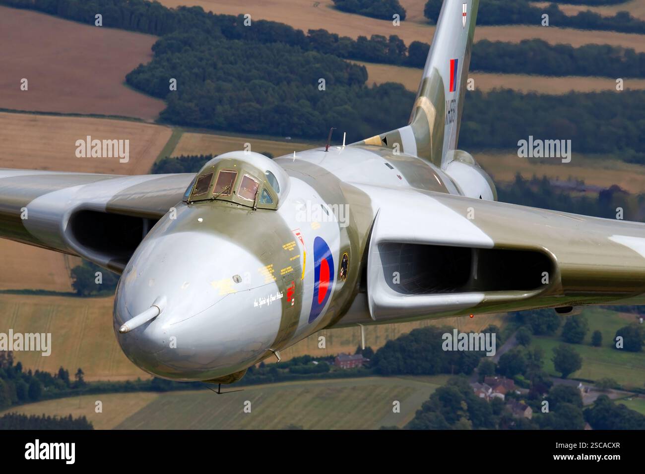 A Royal Air Force Avro Vulcan bomber performing in an air-to-air photo ...