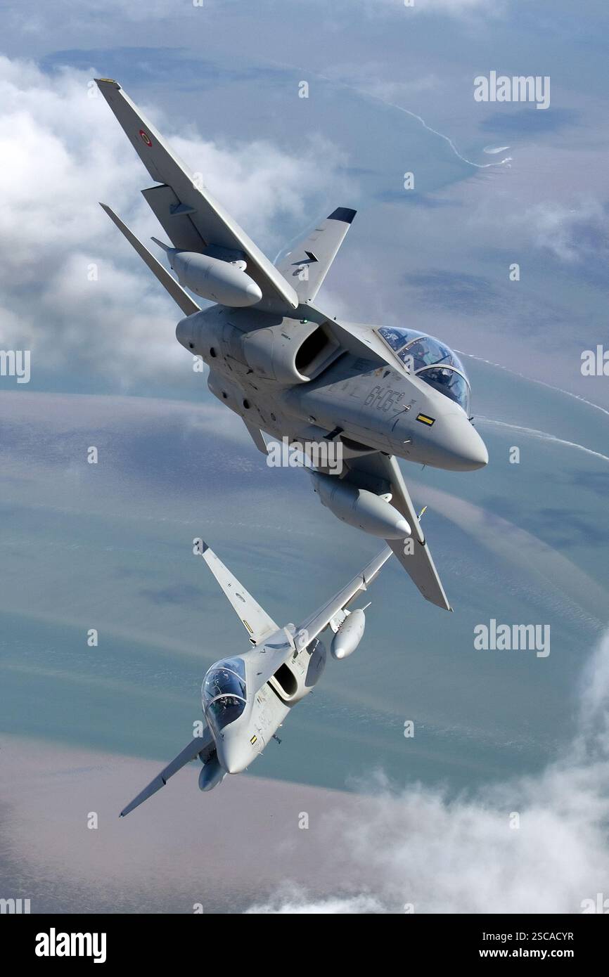 Italian Air Force Alenia Aermacchi M-346 Master performing a maneuver ...