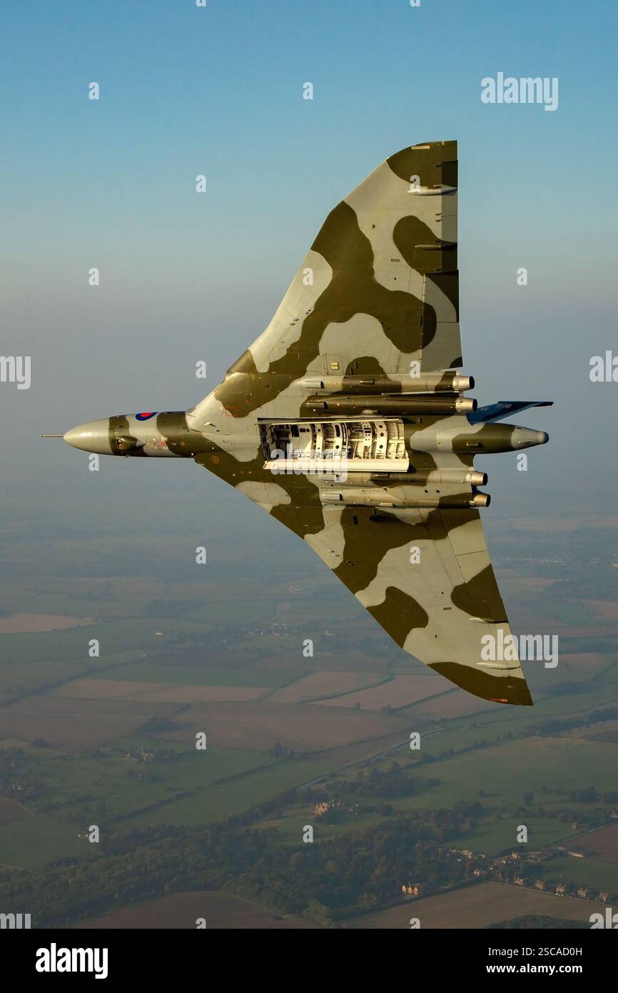 Avro Vulcan performing a steep climb during an air-to-air photo shoot ...