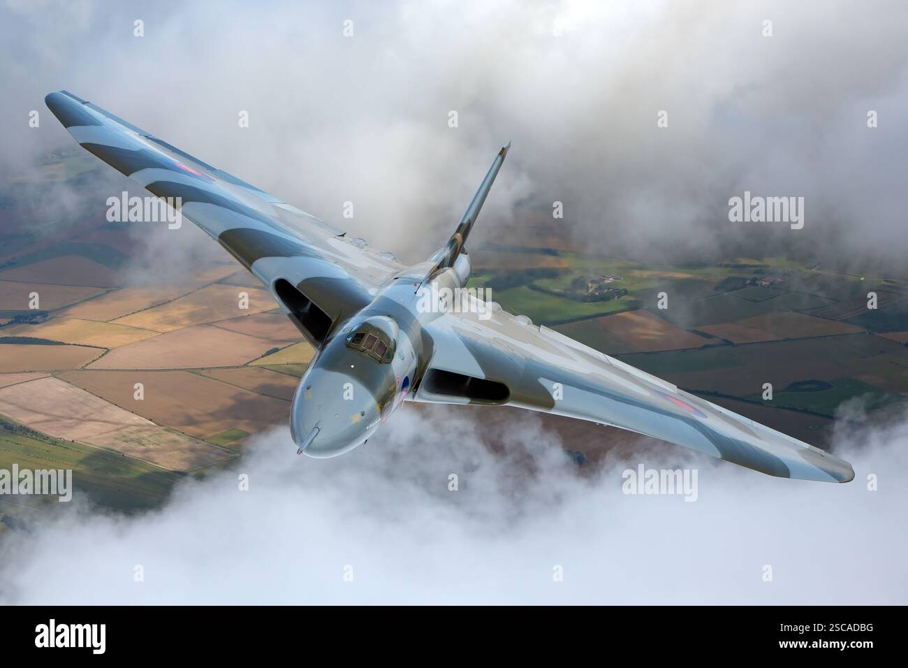 An iconic Avro Vulcan bomber of the Royal Air Force, captured during a ...