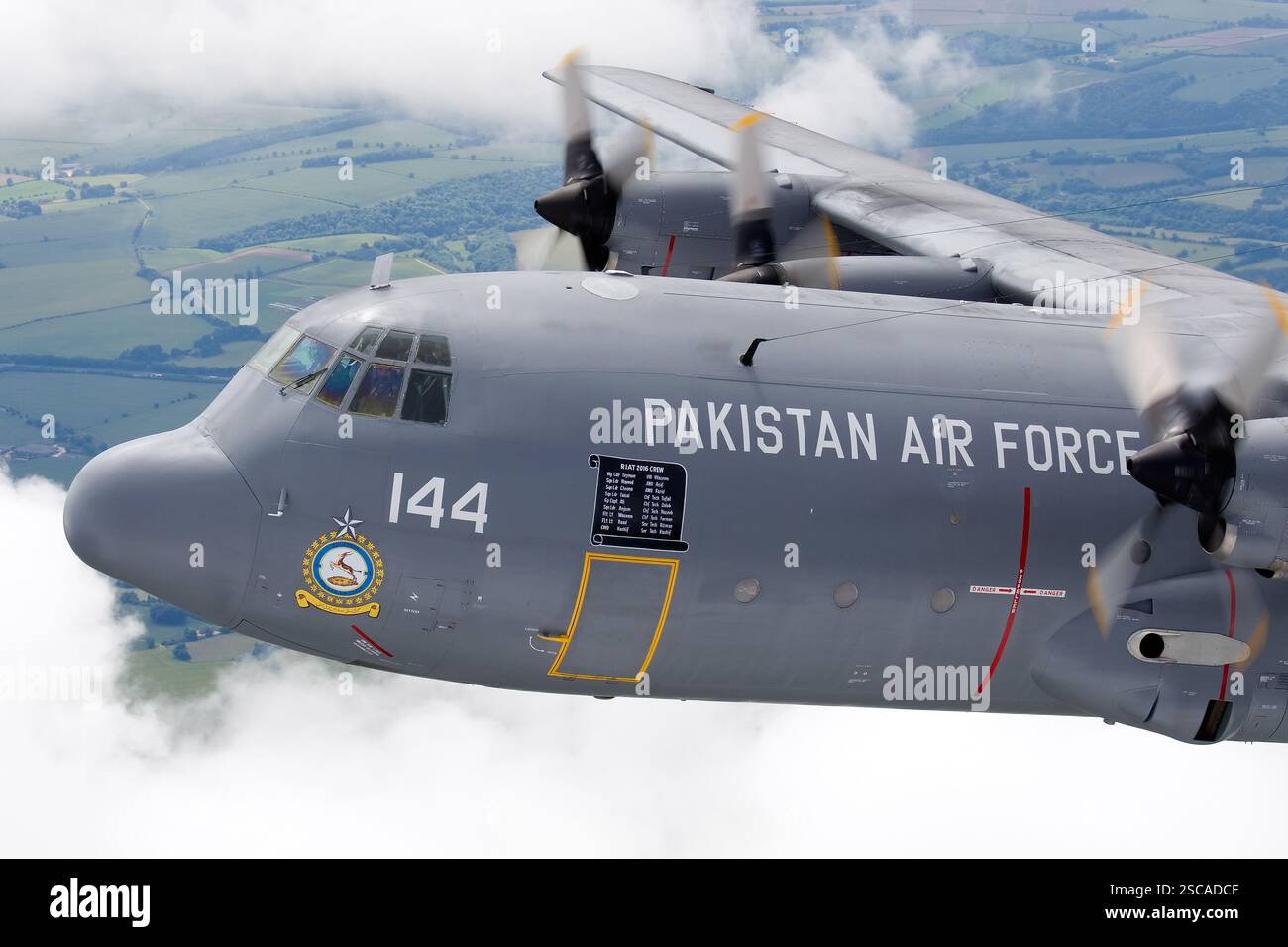 Pakistan Air Force Lockheed C-130 Hercules in flight. Powered by four ...