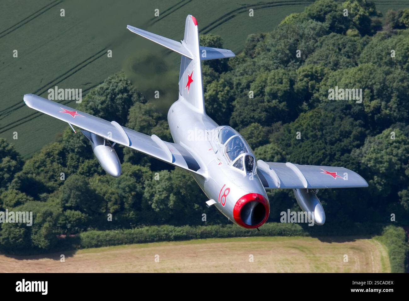 Mikoyan-Gurevich MiG-15 in flight. This Soviet-designed jet fighter was ...