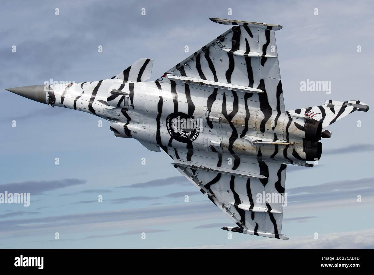 A French Navy Dassault Rafale jet performing a combat maneuver in the ...