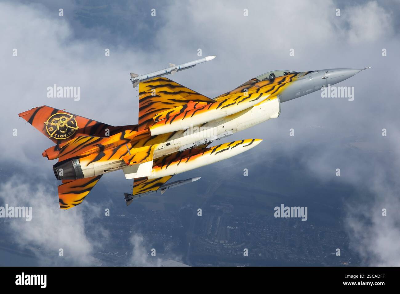 The Belgian Air Force F-16 Tiger, featuring the distinctive tiger ...