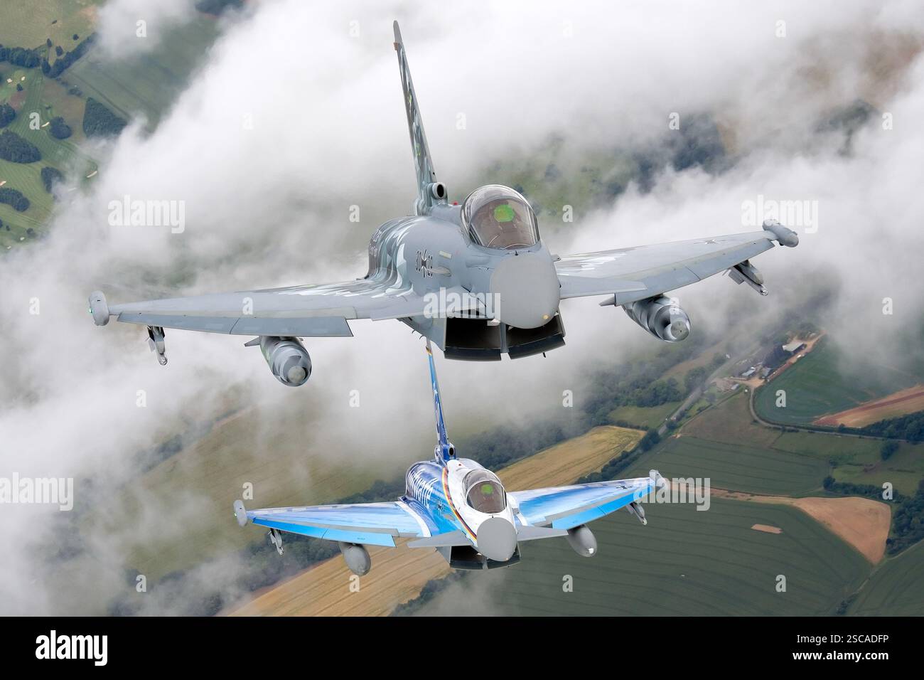 German Air Force Eurofighter Typhoon in flight. Powered by two Eurojet EJ200 engines, the ...