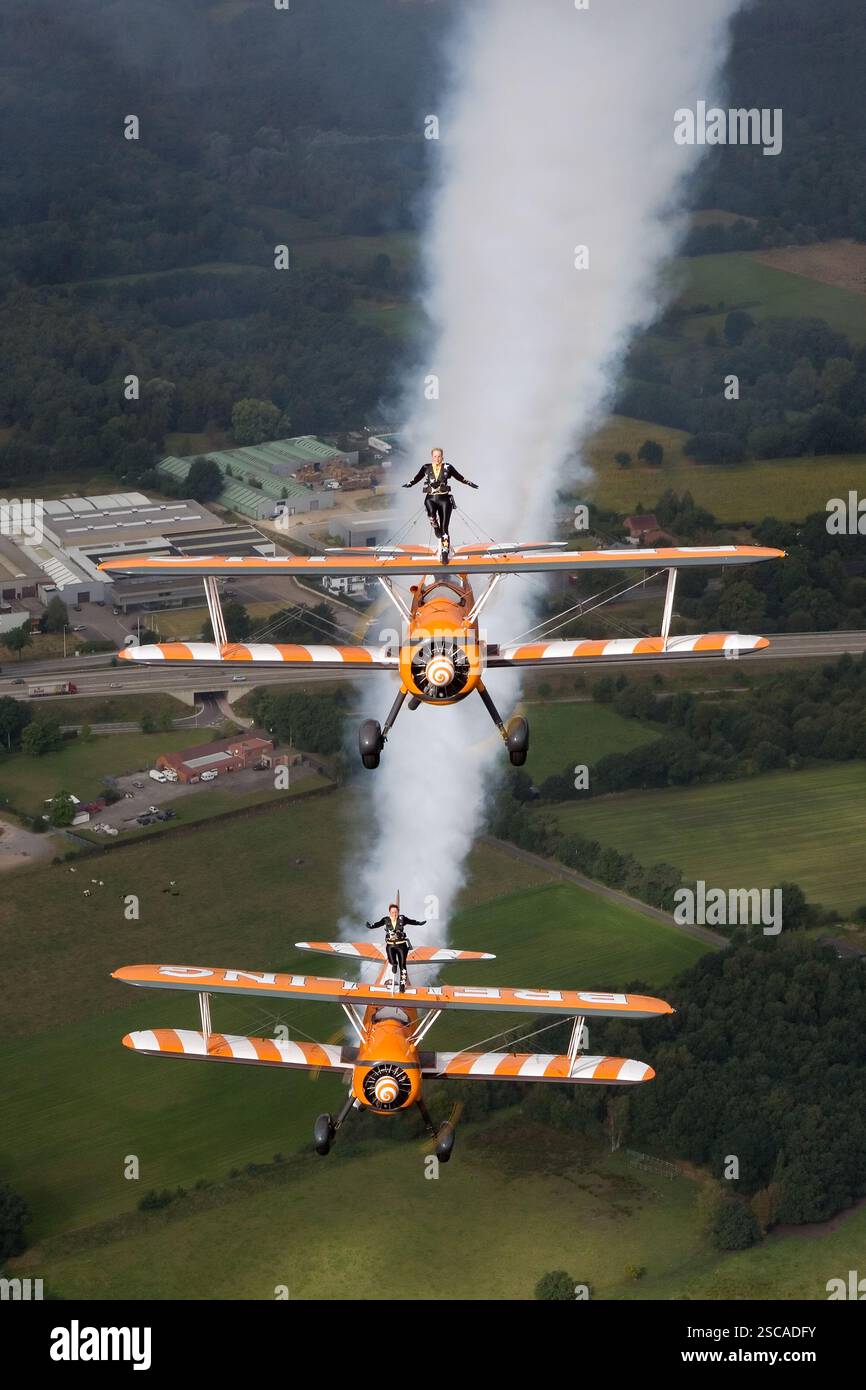 Breitling Wingwalkers perform daring stunts in the sky during a live ...