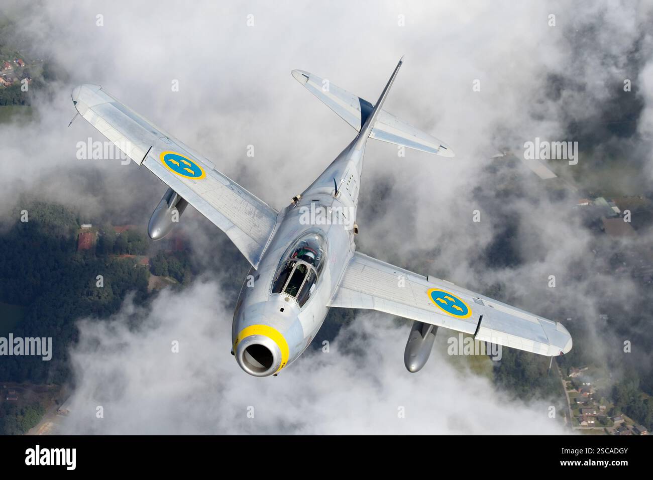A Saab 29 Tunnan, powered by the Rolls-Royce Avon turbojet engine ...