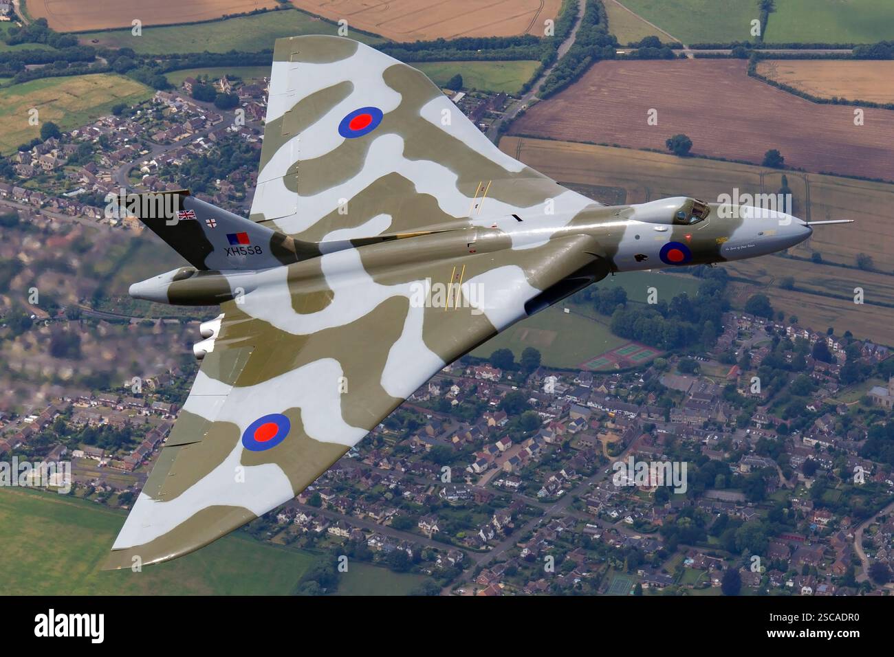 An Avro Vulcan of the Royal Air Force performing a high-speed pass ...