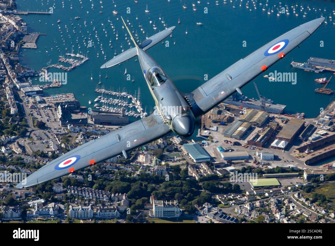 Supermarine Spitfire in flight, captured in an air-to-air photo shoot ...
