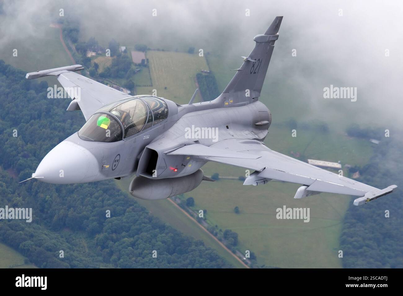 Swedish Air Force Saab JAS 39 Gripen in flight. Powered by a Volvo RM12 ...