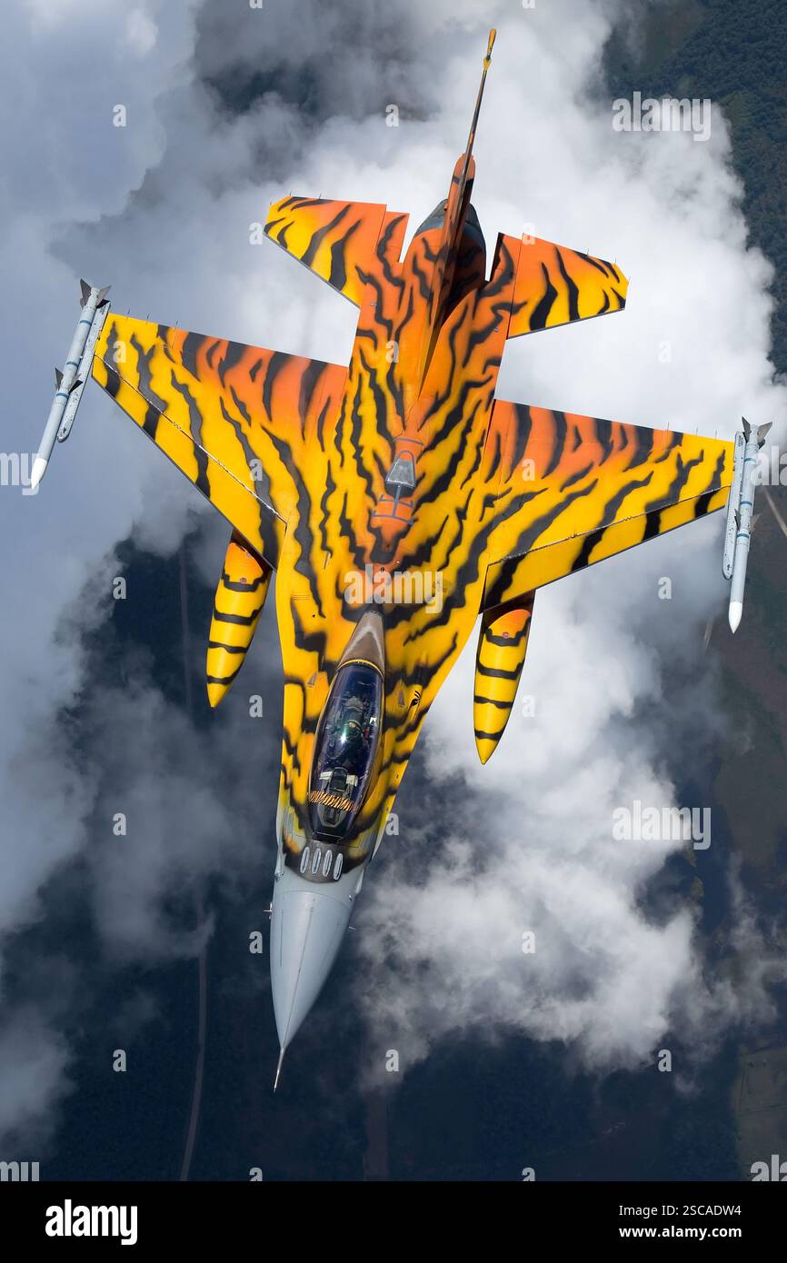 Belgian Air Force F-16 Tiger, a multi-role fighter aircraft powered by ...