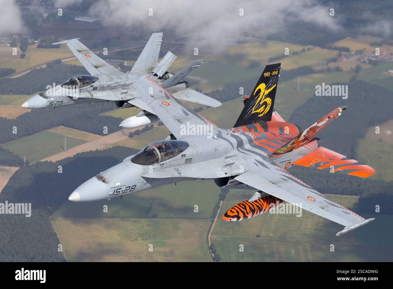 Spanish Air Force F/A-18 Hornet performing high-speed maneuvers during ...