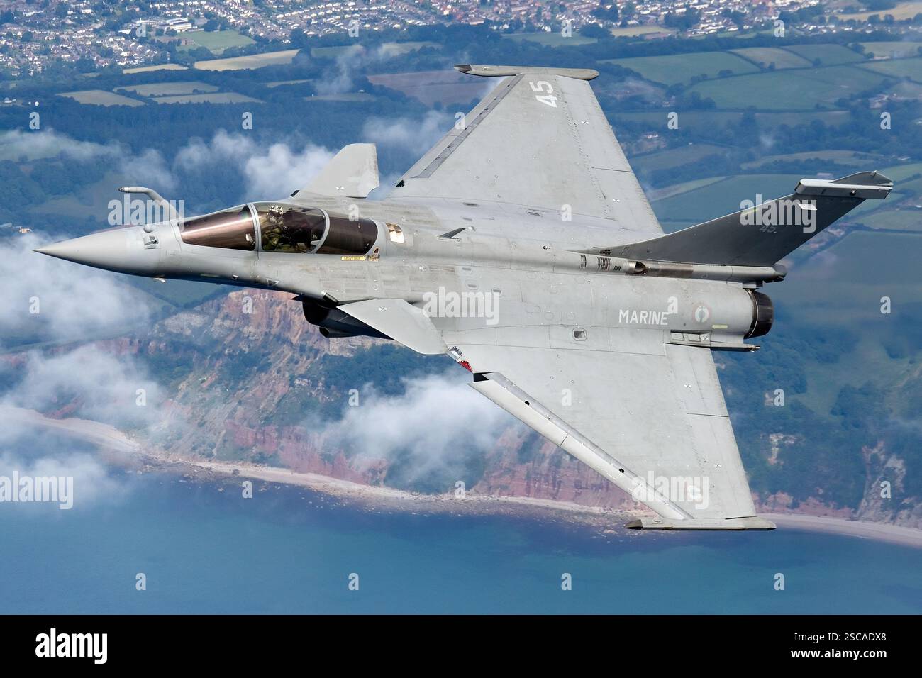 A French Navy Dassault Rafale during a high-speed pass in an air-to-air ...