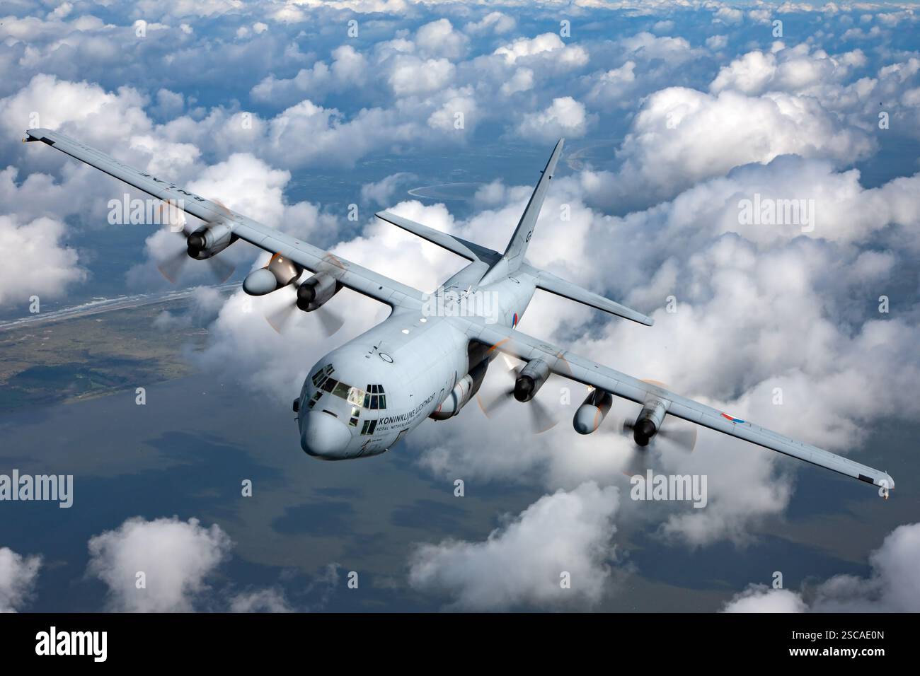 Royal Netherlands Air Force Lockheed C-130 Hercules in an air-to-air ...