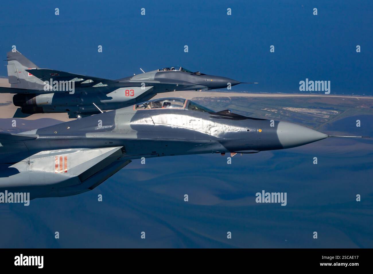 A Polish Air Force Mikoyan MiG-29 fighter jet performing high-speed ...