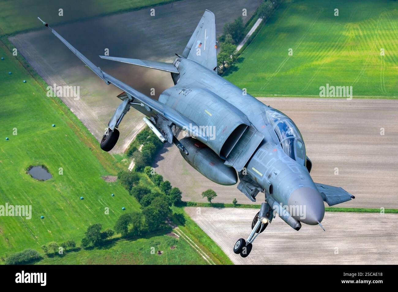 German Air Force F-4 Phantom in high-speed flight during an air-to-air ...