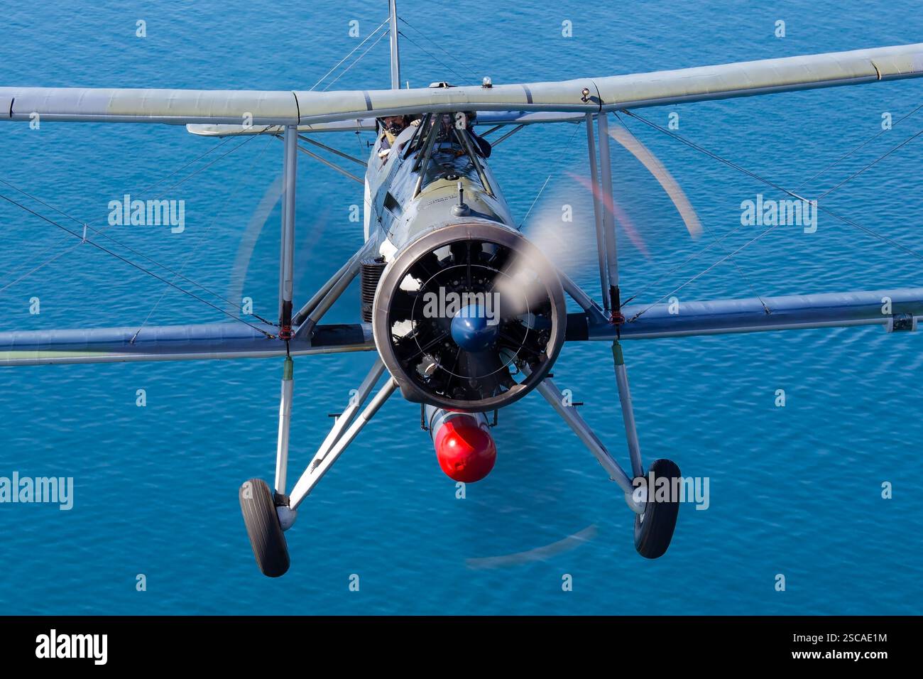 Fairey Swordfish in flight, captured during an air-to-air photo shoot ...