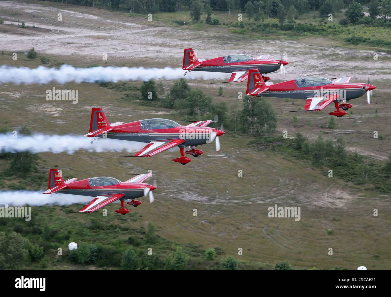Royal Jordanian Falcons performing a formation break during an air-to ...