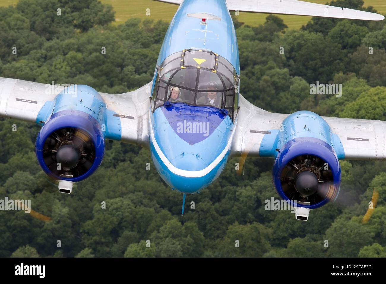 Avro Anson aircraft in flight, showcasing its design as a twin-engine ...