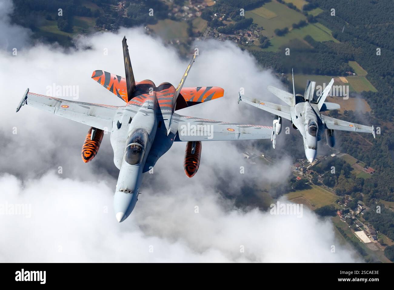 Spanish Air Force F/A-18 Hornet in a defensive position during Tiger ...