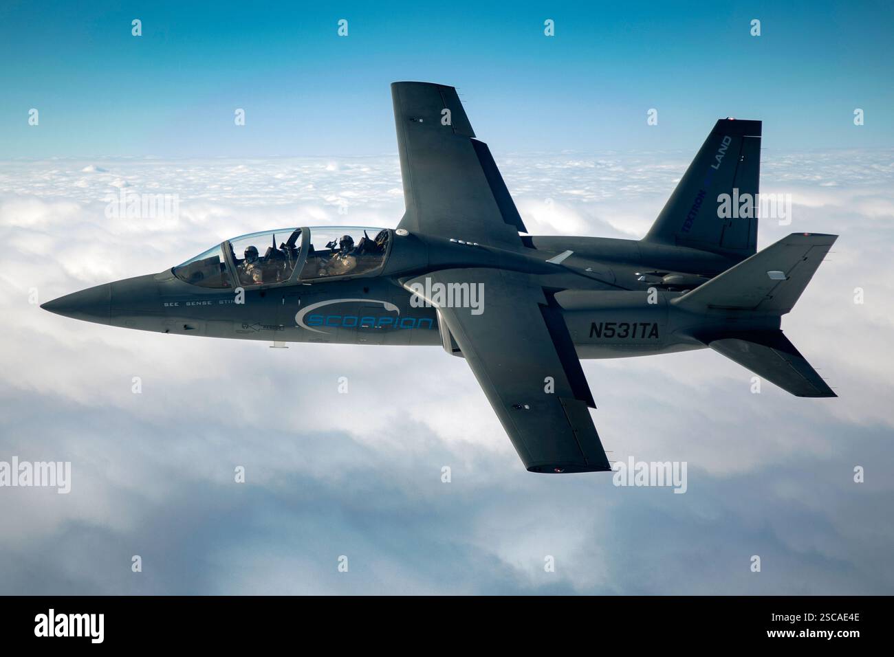 Textron Scorpion performing an aerobatic maneuver Stock Photo - Alamy