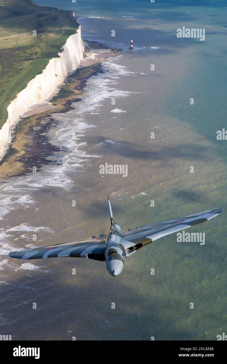 Avro Vulcan in full flight during an air-to-air photo shoot. The Vulcan ...