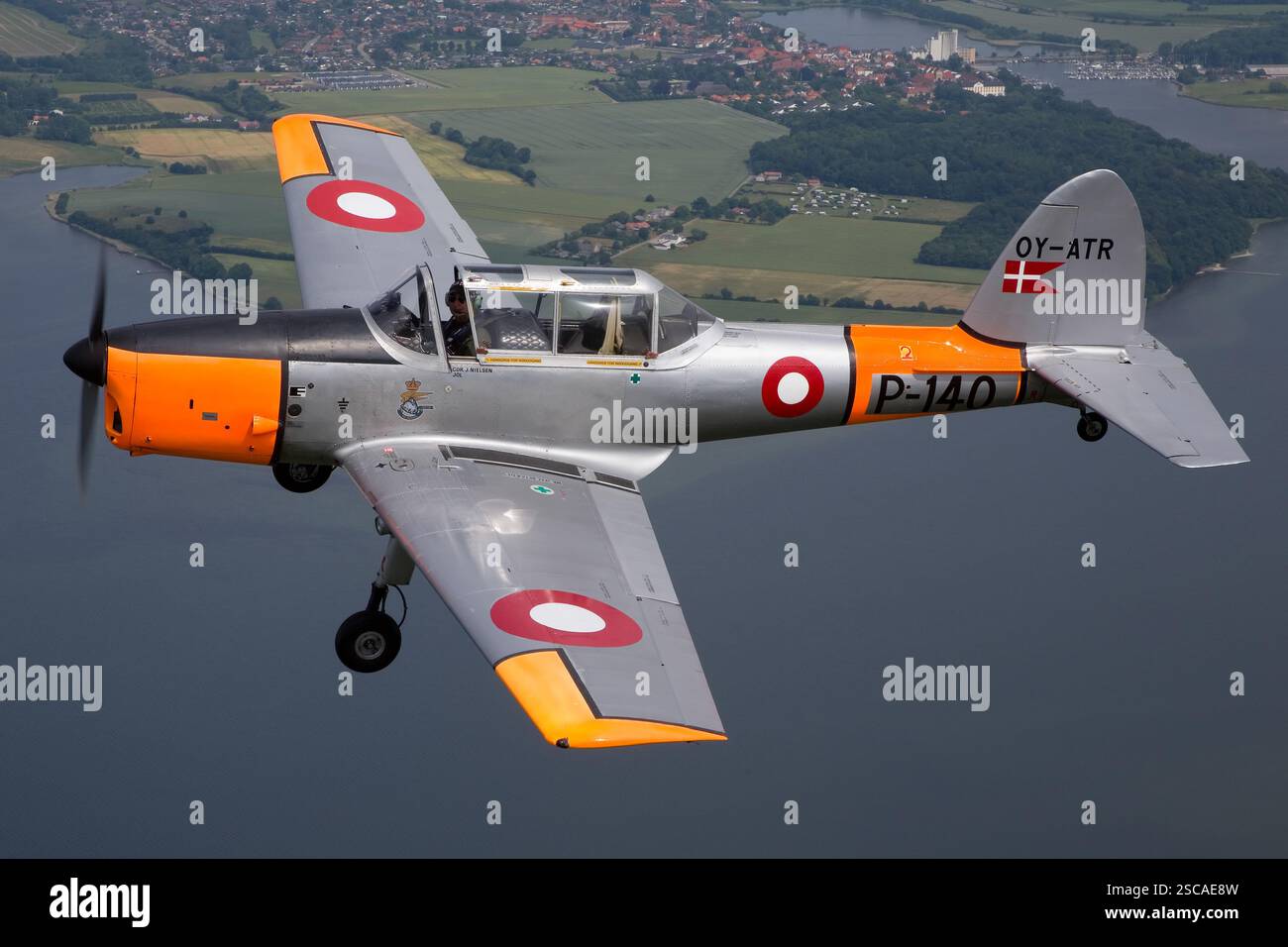 De Havilland DHC-1 Chipmunk performing in flight during an air-to-air ...