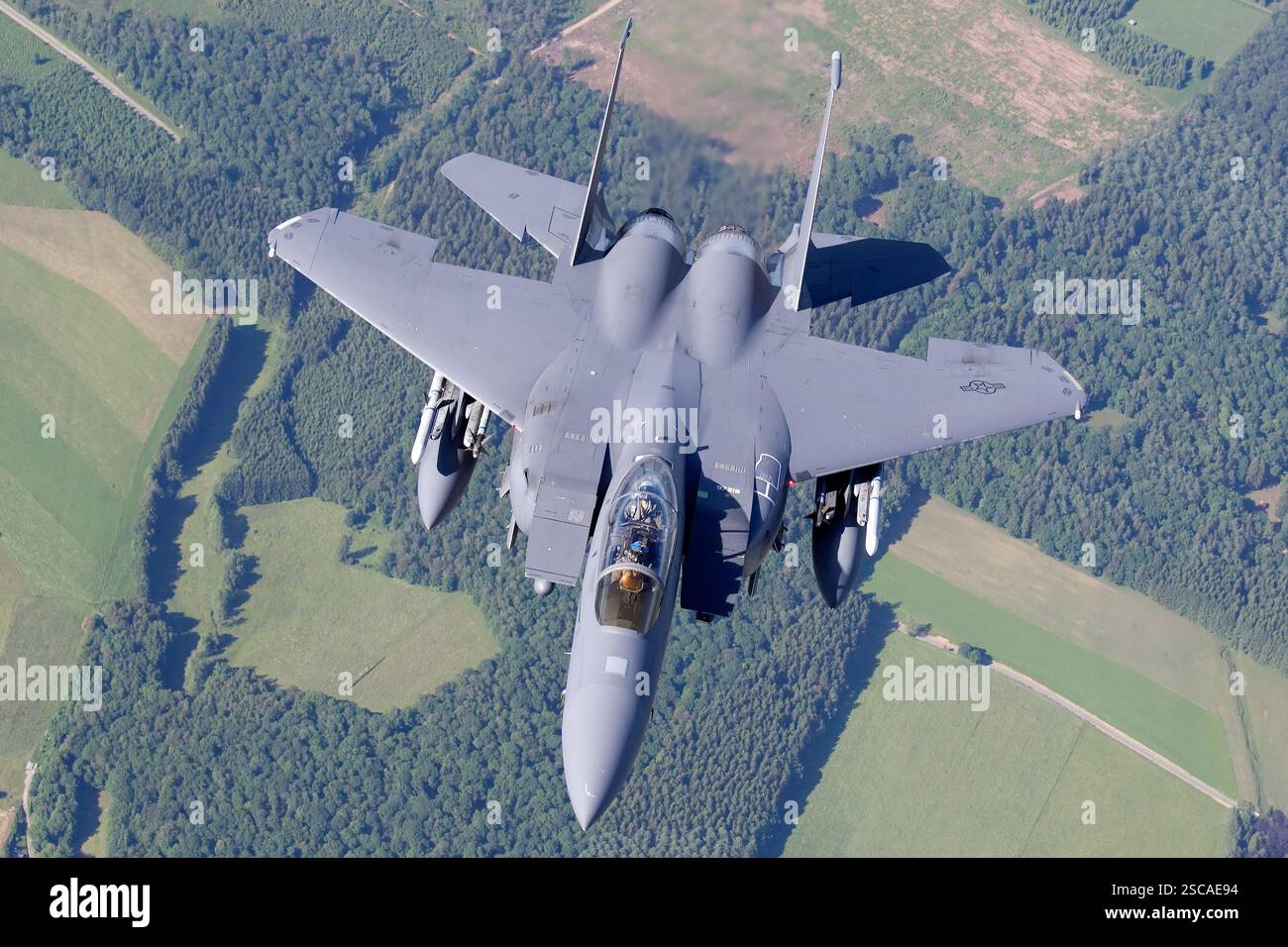 US Air Force McDonnell Douglas F-15 Eagle in flight during an air-to ...