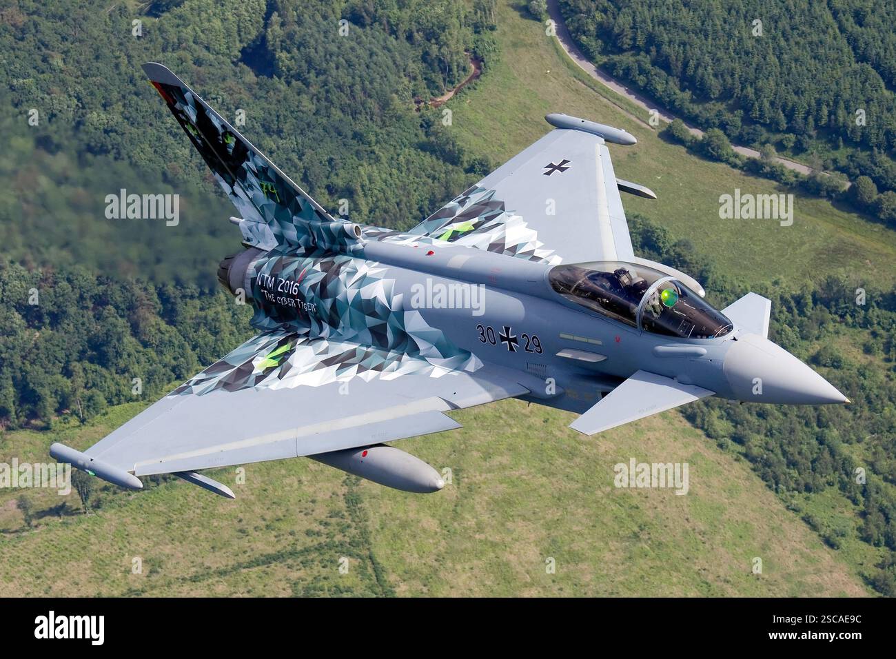 German Air Force Eurofighter Typhoon performing a high-speed pass during an air-to-air photo ...