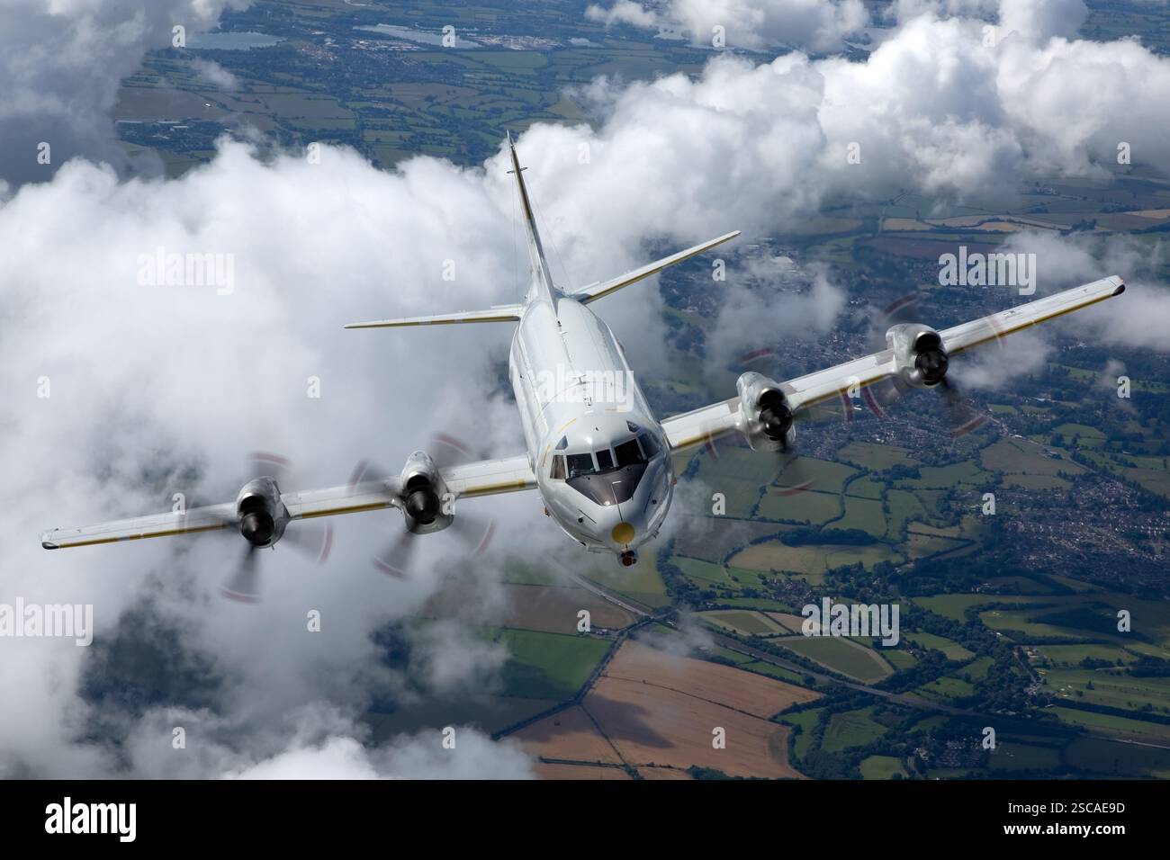 German Navy Lockheed P-3C Orion in flight. The P-3 Orion is powered by ...